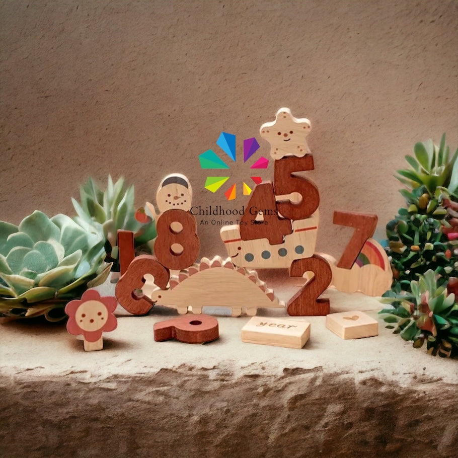 Wooden Number Stacking Play Blocks for Toddlers – Childhood Gems